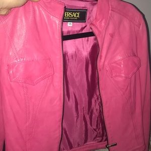 Versace | Jackets & Coats | Versace Hot Pink Real Leather Jacket | Poshmark